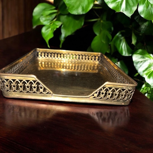 Office | Elegant Gold Decorative Tray | Poshmark